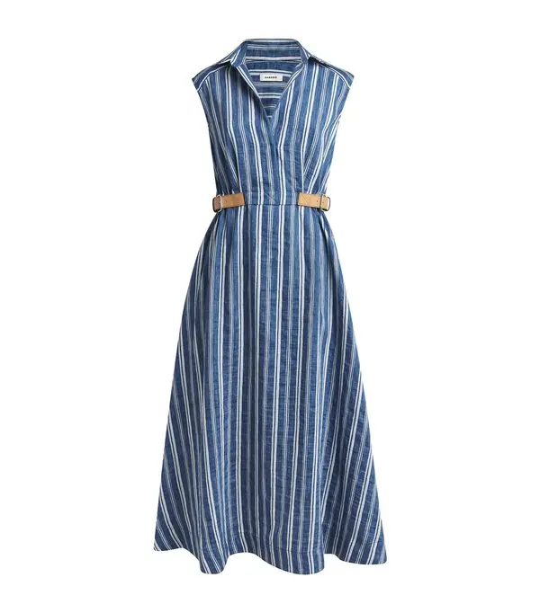 Sandro Belted Stripe Shirt Dress - Blue
