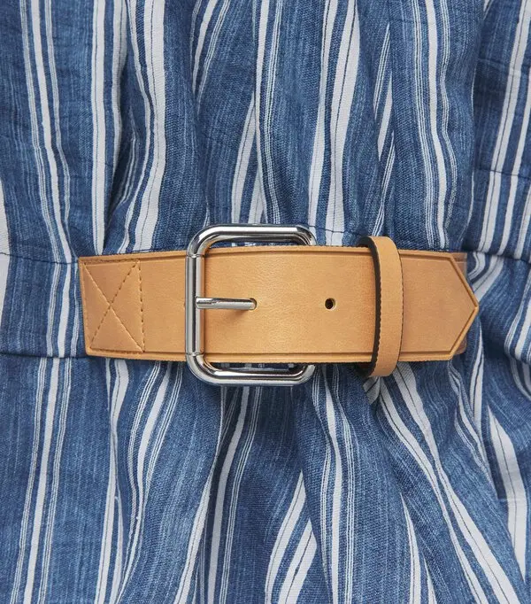 Sandro Belted Stripe Shirt Dress - Blue