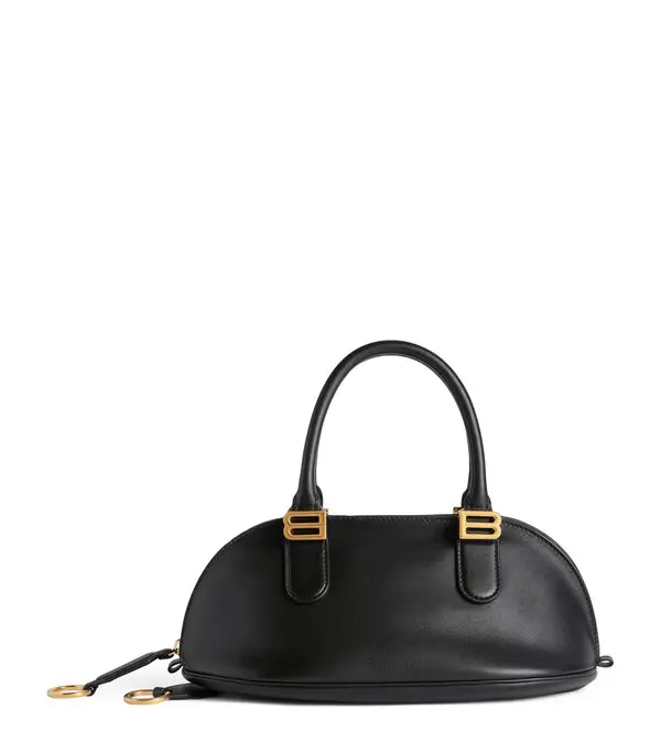 Balenciaga Mini Leather Bolero Bowling Bag - Black