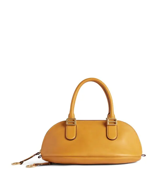 Balenciaga Mini Calfskin Bolero Bowling Top-handle Bag - Yellow