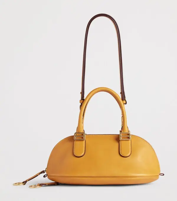 Balenciaga Mini Calfskin Bolero Bowling Top-handle Bag - Yellow