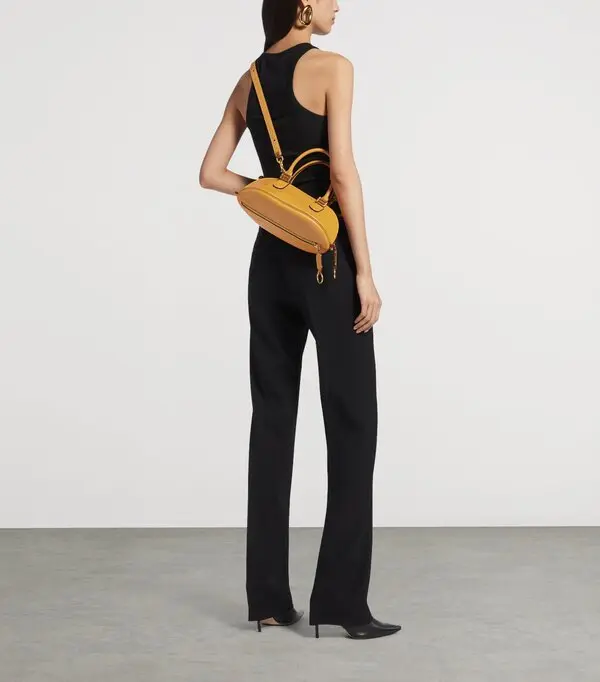 Balenciaga Mini Calfskin Bolero Bowling Top-handle Bag - Yellow