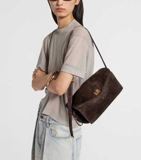 Balenciaga Medium Calfskin Le 7 Shoulder Bag - Brown