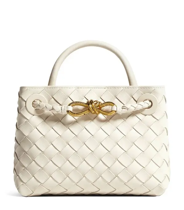Bottega Veneta Mini Leather Andiamo Top-handle Bag - White