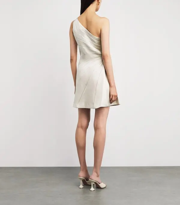 Sandro Satin Asymmetric Mini Dress - Beige
