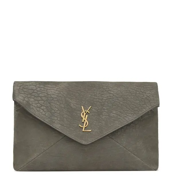 Saint Laurent Large Cassandre Envelope Pouch - Grey