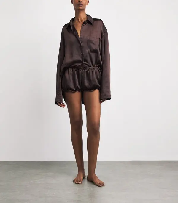 SKIMS Satin Bloomer Shorts - Brown