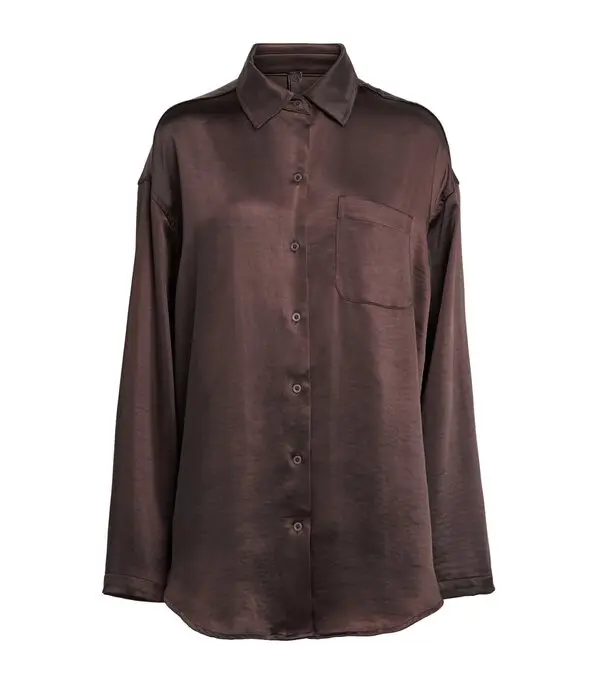 SKIMS Satin Oversized Shirt - Brown
