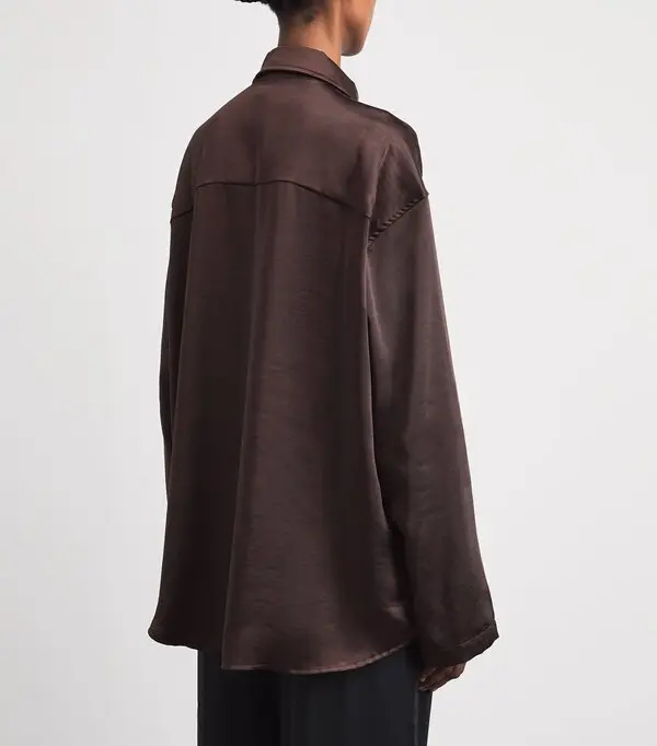SKIMS Satin Oversized Shirt - Brown