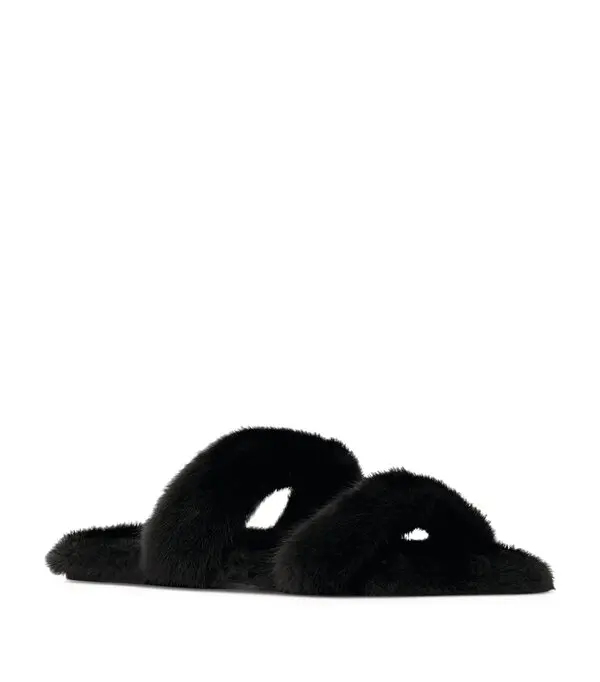 Saint Laurent Mink Fur Sandals