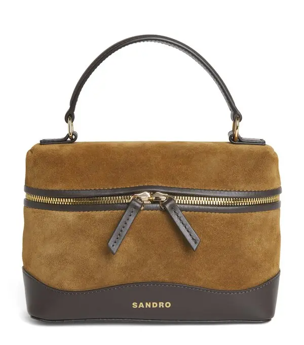 Sandro Suede Tangolino Vanity Bag - Beige