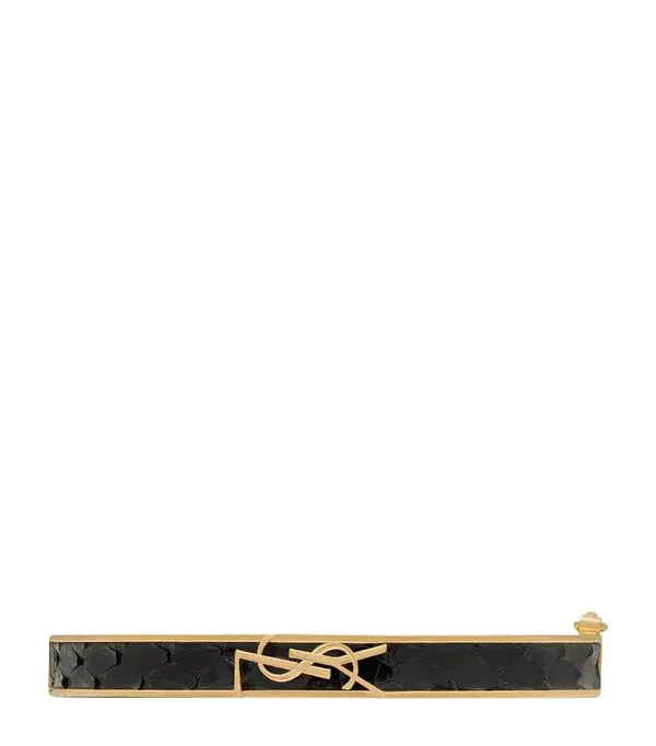 Saint Laurent Python Opyum Logo Bangle - Black