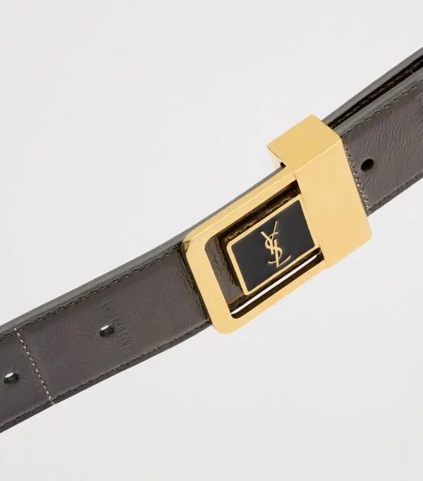 Saint Laurent Leather Monogram Belt - Green