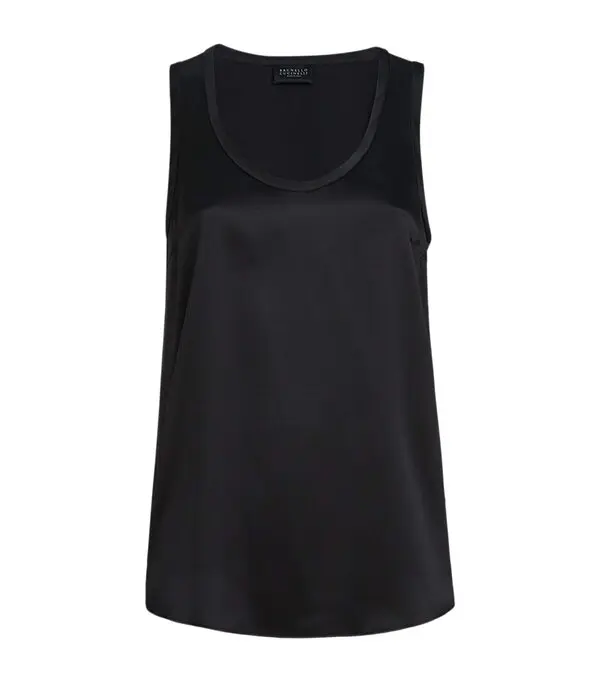 Brunello Cucinelli Stretch-silk Reversible Tank Top - Black