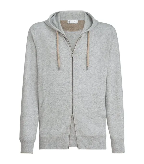 Brunello Cucinelli Cashmere Zip-up Hoodie - Grey