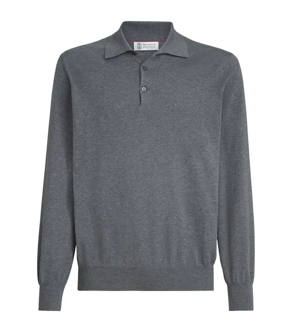 Brunello Cucinelli Cotton Polo Sweater - Grey