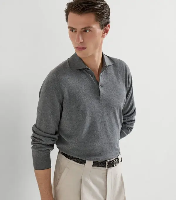 Brunello Cucinelli Cotton Polo Sweater - Grey