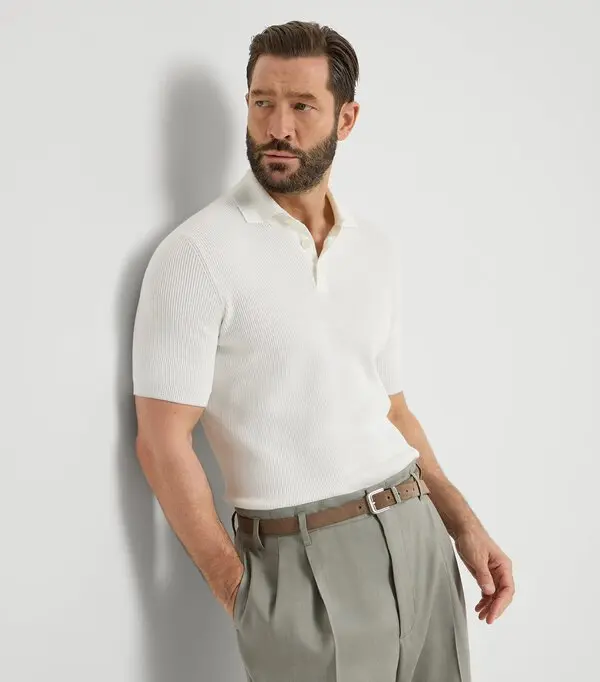 Brunello Cucinelli Cotton Rib-knit Polo Shirt