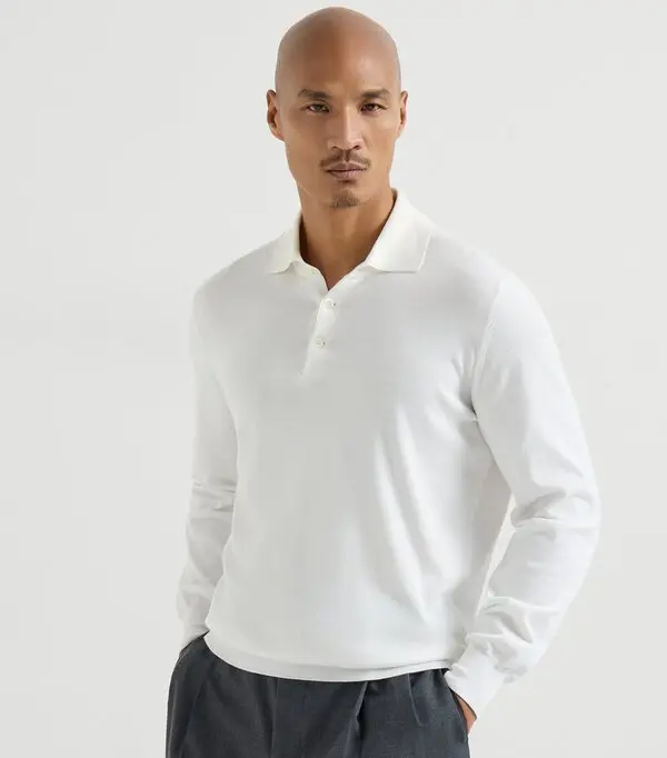 Brunello Cucinelli Cotton Polo Sweater - White