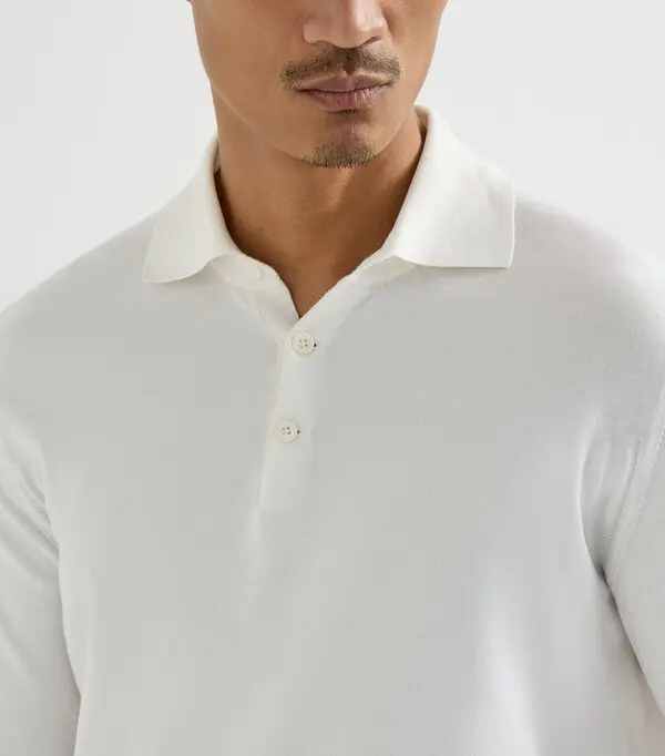 Brunello Cucinelli Cotton Polo Sweater - White