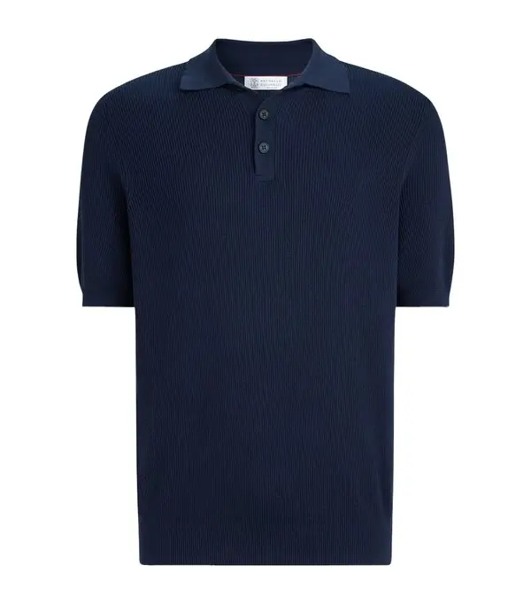 Brunello Cucinelli Cotton Rib-knit Polo Shirt