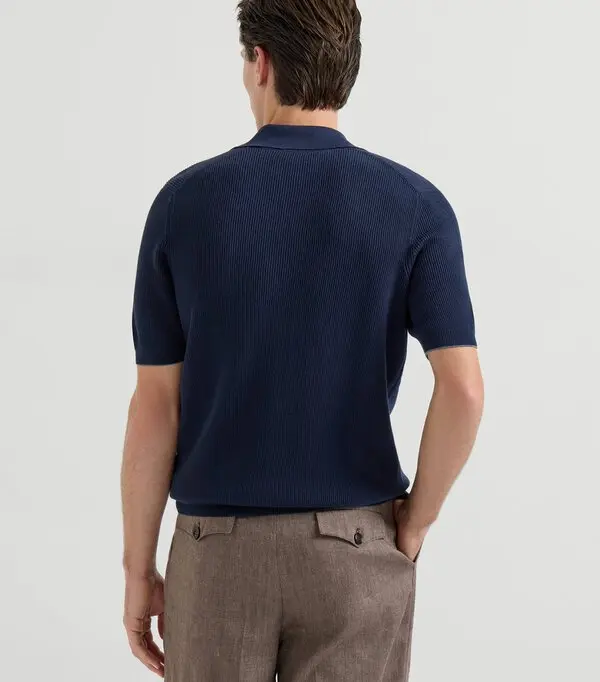 Brunello Cucinelli Cotton Rib-knit Polo Shirt