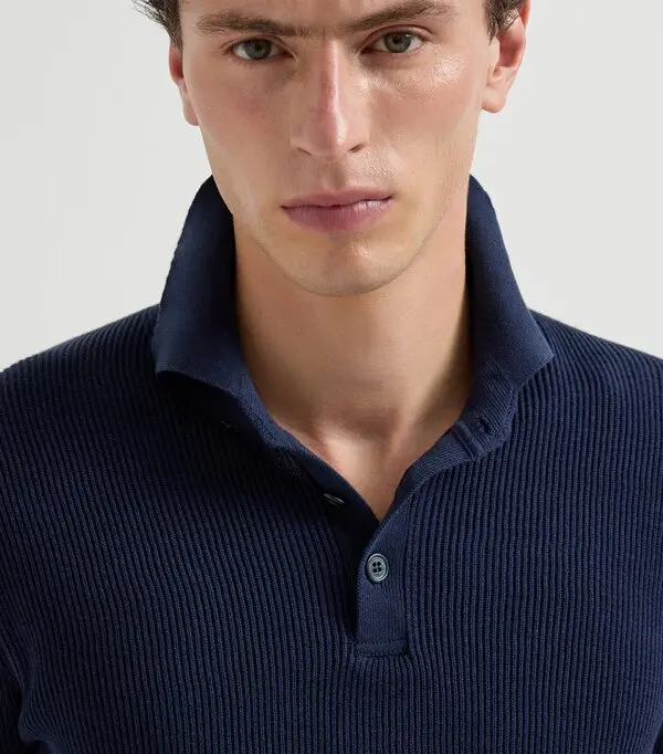 Brunello Cucinelli Cotton Rib-knit Polo Shirt