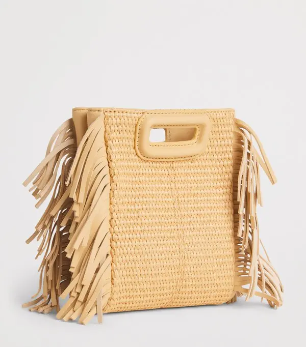 Maje Mini Raffia-effect Top Handle Bag - Beige