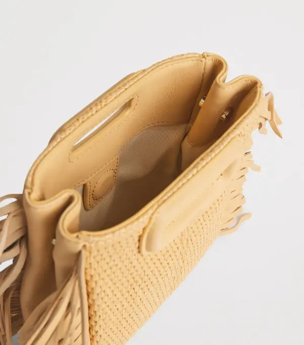 Maje Mini Raffia-effect Top Handle Bag - Beige