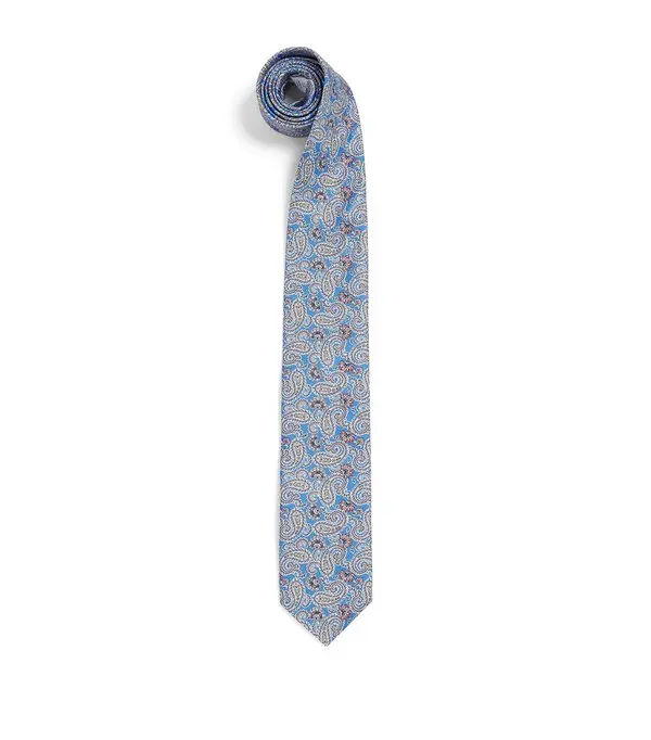 Eton Silk Paisley Tie - Blue