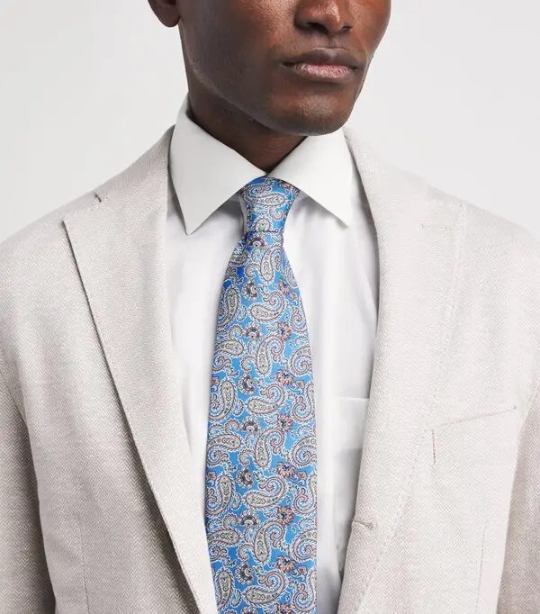 Eton Silk Paisley Neck Tie - Blue