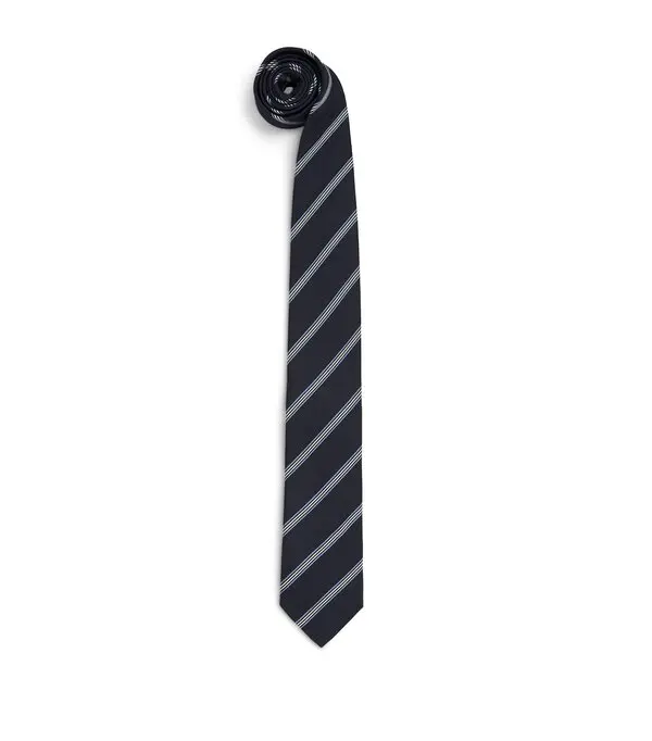 Eton Silk Stripe Tie - Navy