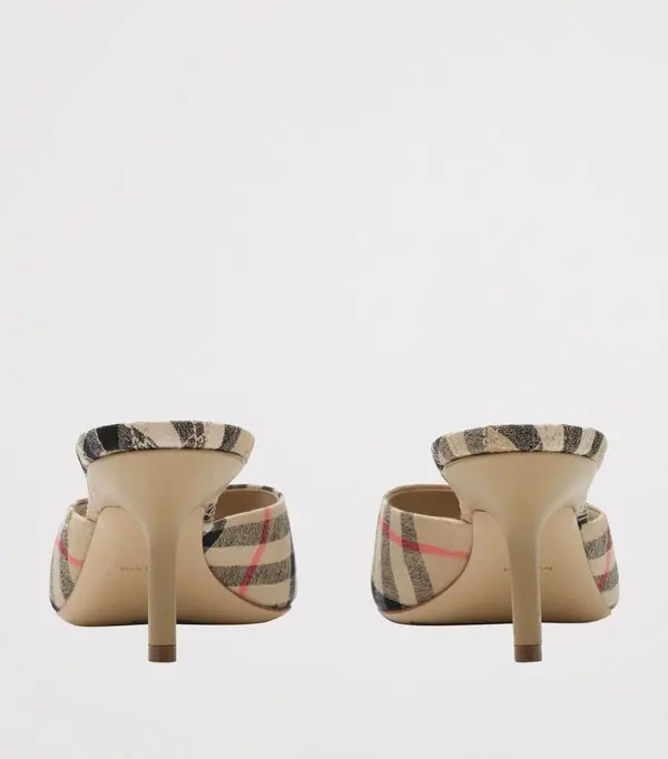 Burberry Linen-blend Check Mews Mules - Neutral