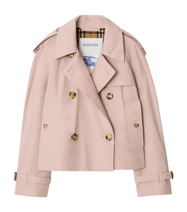 Burberry Cotton Cropped Mayfair Trench Jacket - Pink