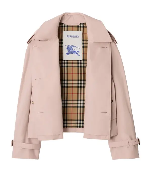 Burberry Cotton Cropped Mayfair Trench Jacket - Pink