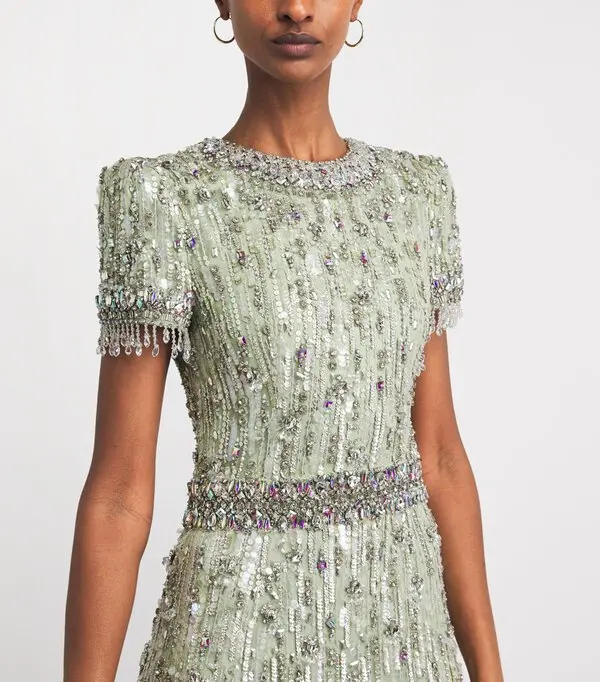 Jenny Packham Embellished Roxy Tulle Gown - Green