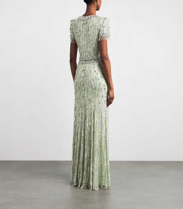 Jenny Packham Embellished Roxy Tulle Gown - Green