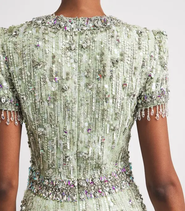 Jenny Packham Embellished Roxy Tulle Gown - Green