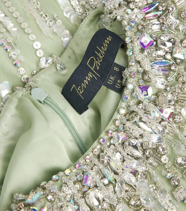 Jenny Packham Embellished Roxy Tulle Gown - Green