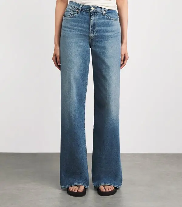 7 For All Mankind Lotta High-rise Wide-leg Jeans - Blue
