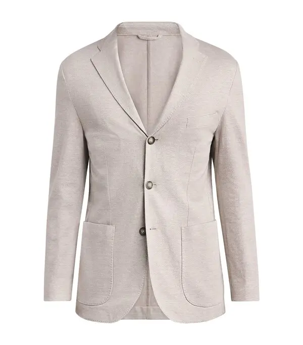 Eton Linen-blend Jersey Herringbone Blazer