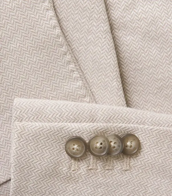Eton Linen-blend Jersey Herringbone Blazer