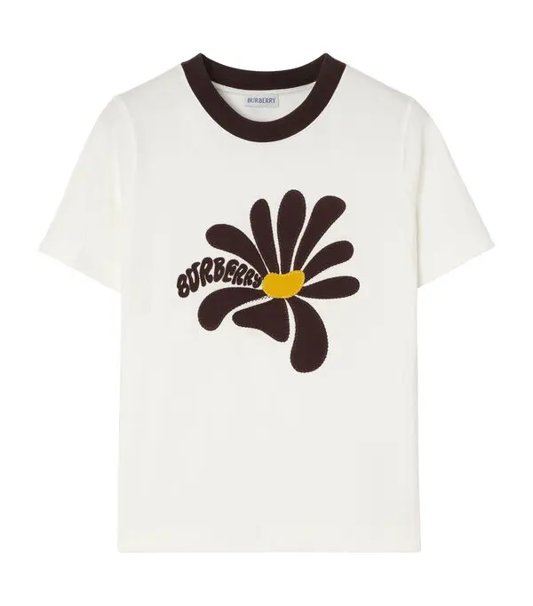 Burberry Cotton Embroidered Daisy T-shirt - White