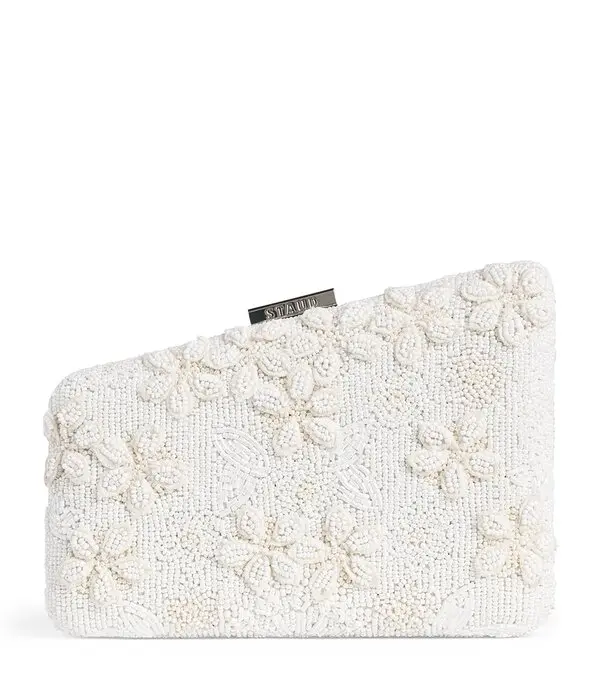 Staud Beaded Carmella Clutch - White