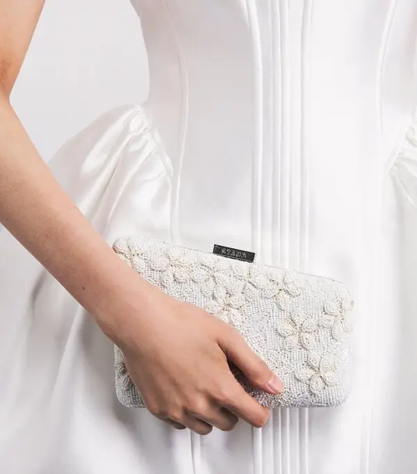 Staud Beaded Carmella Clutch - White