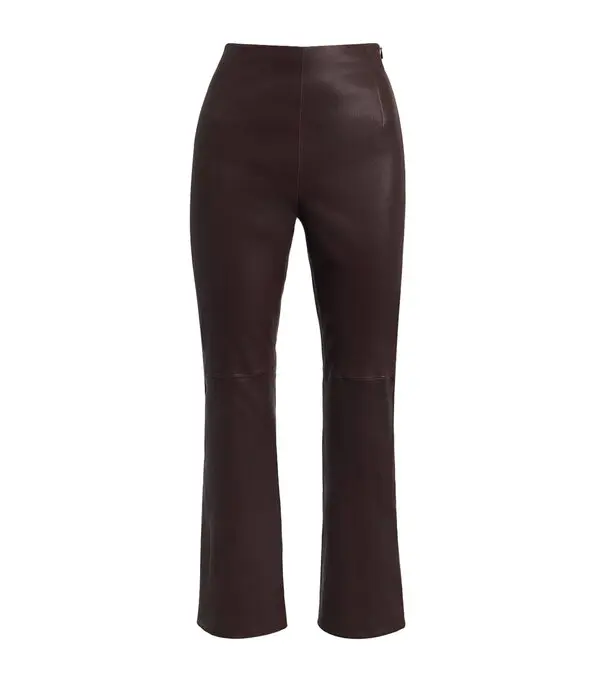 Nour Hammour Leather Cropped Capri Trousers - Brown