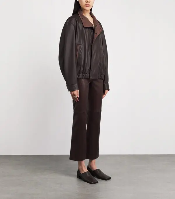 Nour Hammour Leather Cropped Capri Trousers