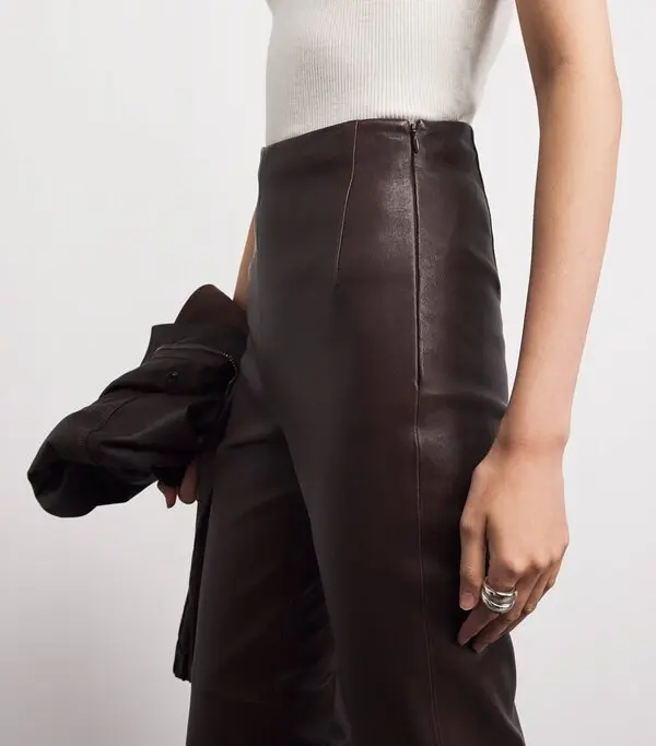 Nour Hammour Leather Cropped Capri Trousers