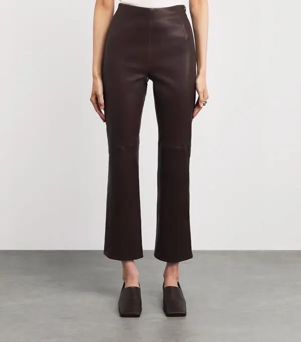 Nour Hammour Leather Cropped Capri Trousers