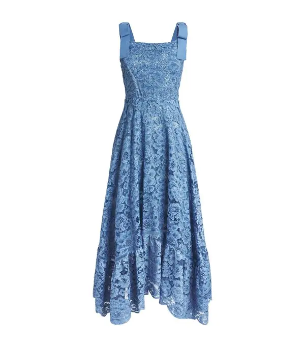 Alice + Olivia Lace Rosalee Midi Dress - Blue
